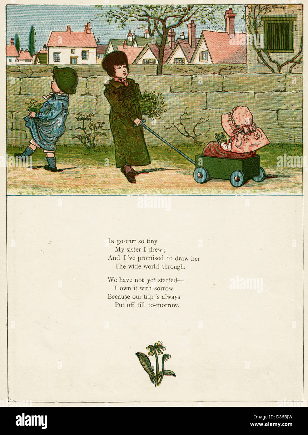 Three children with a go-cart Stock Photo - Alamy