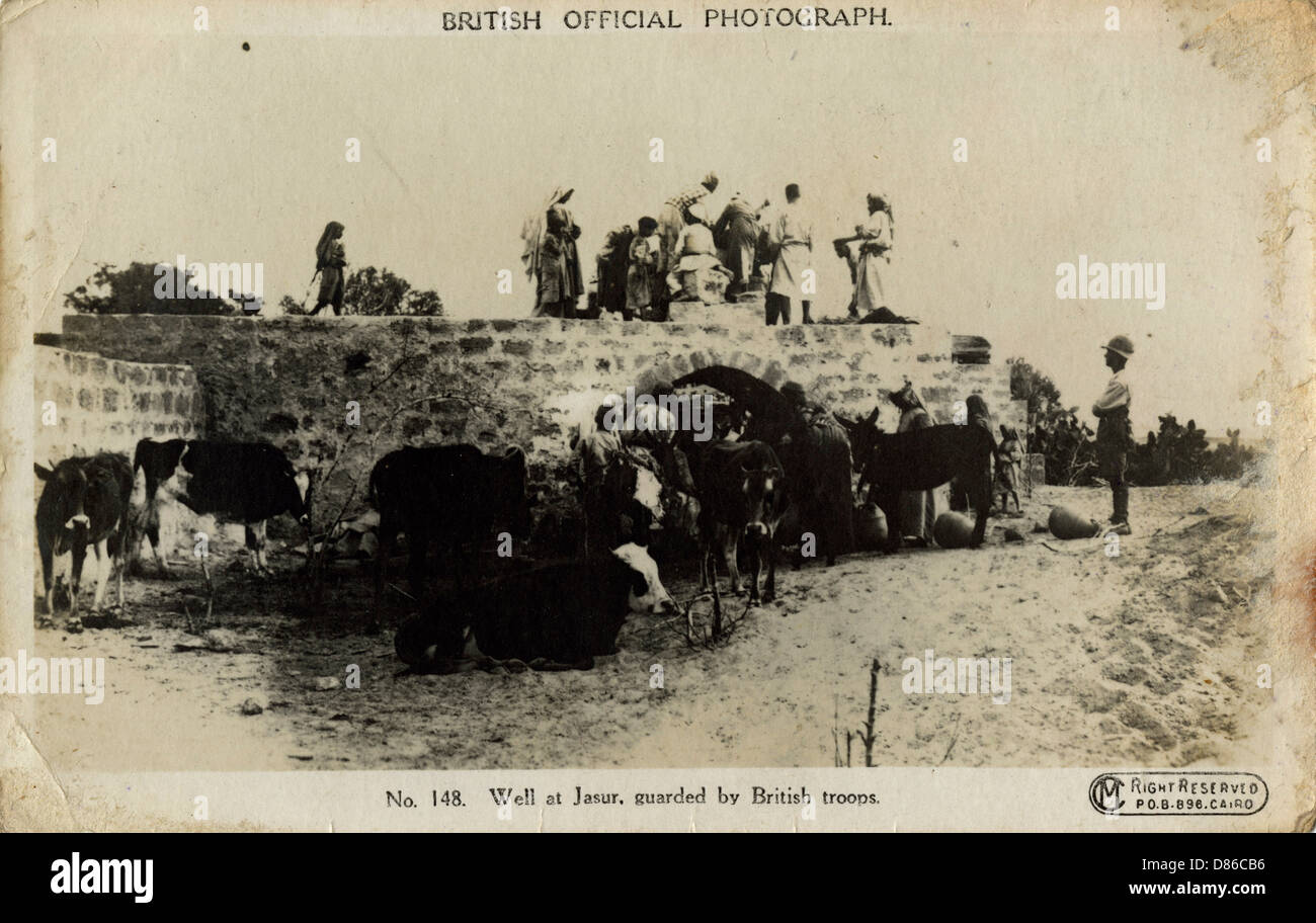Well at Jasur, Egypt, guarded by British troops Stock Photo - Alamy