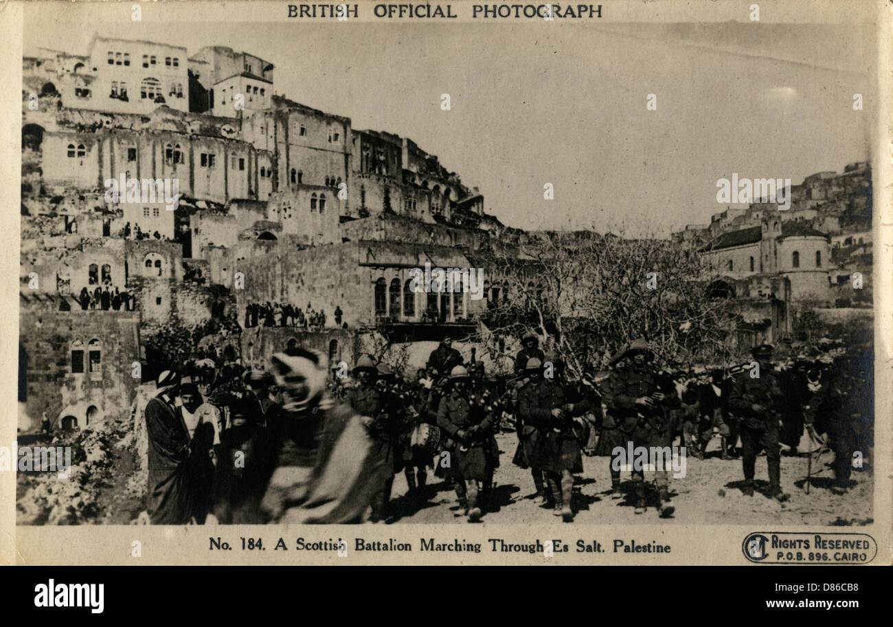 Scots Battalion at Es Salt, Palestine, WW1 Stock Photo - Alamy