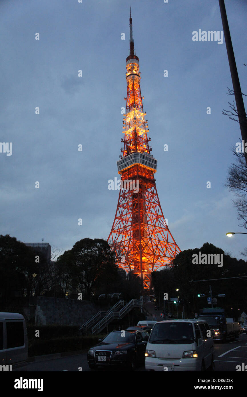 Tokyo Tower, immediately after the 2011 Tohoku earthquake, stands as a ...