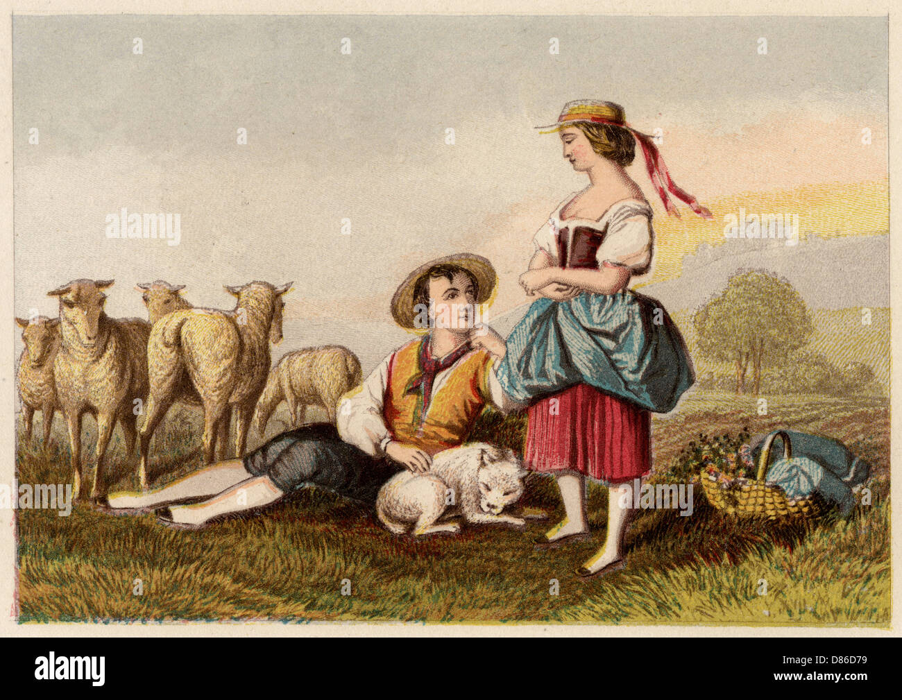 Idealised Victorian shepherd and shepherdess Stock Photo - Alamy