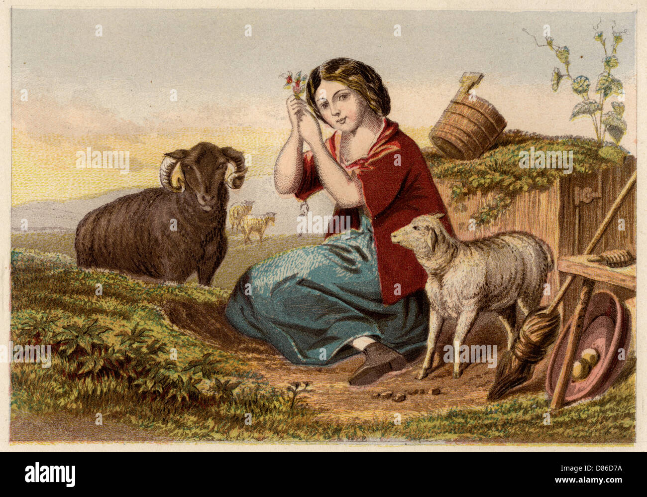 Idealised Victorian shepherdess Stock Photo - Alamy