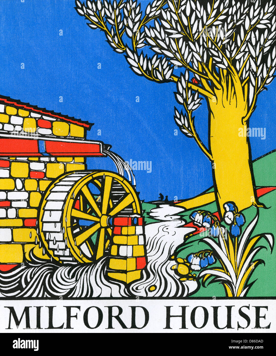 Illustration water wheel mill house hi-res stock photography and images ...