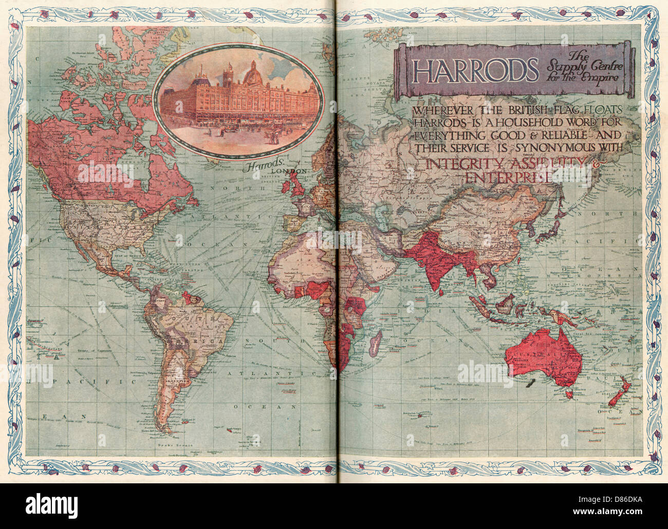 Harrods advert world map 1909 hi-res stock photography and images - Alamy