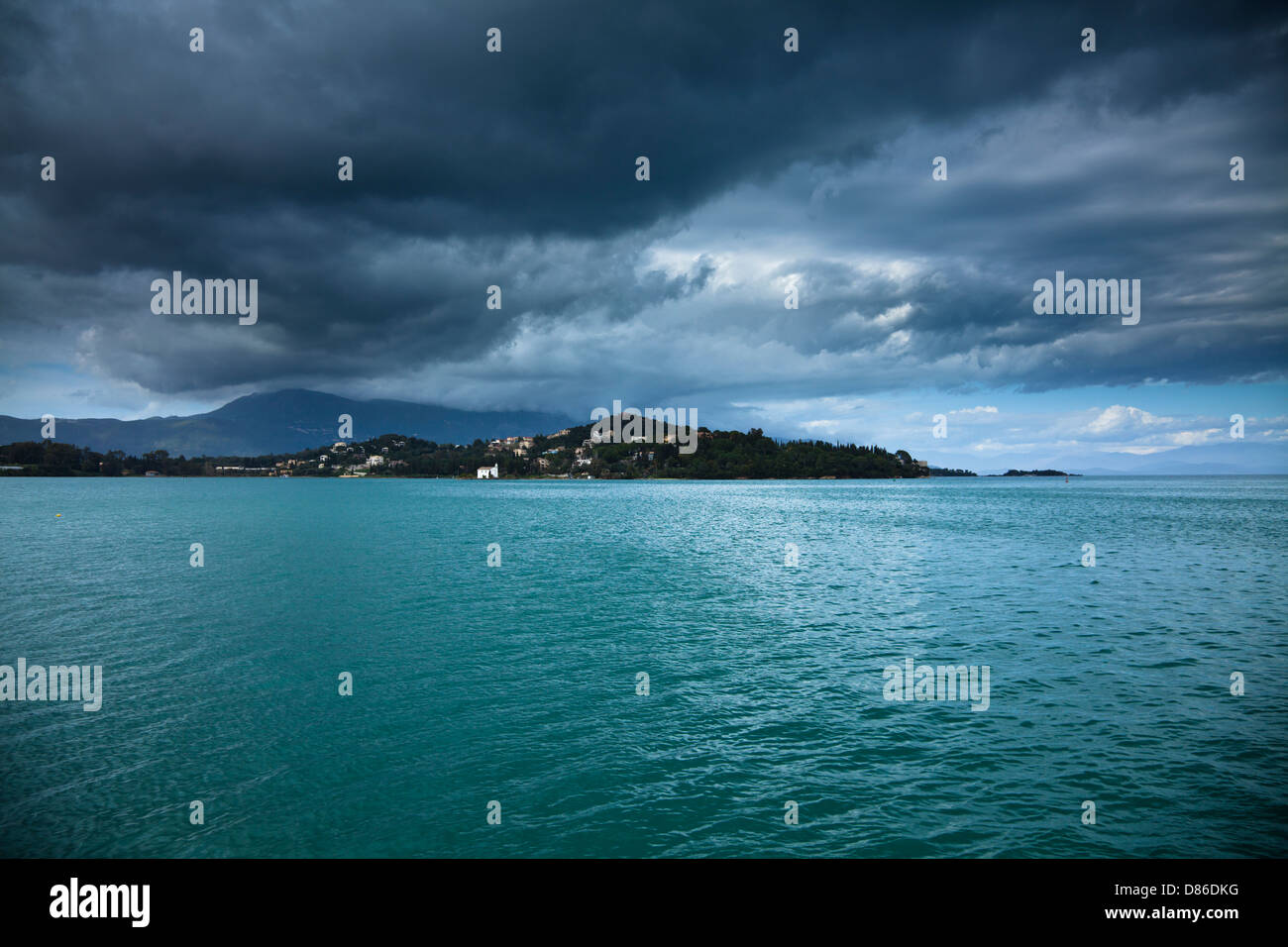 Dark brooding storm clouds to the north of Corfu in Spring Stock Photo ...