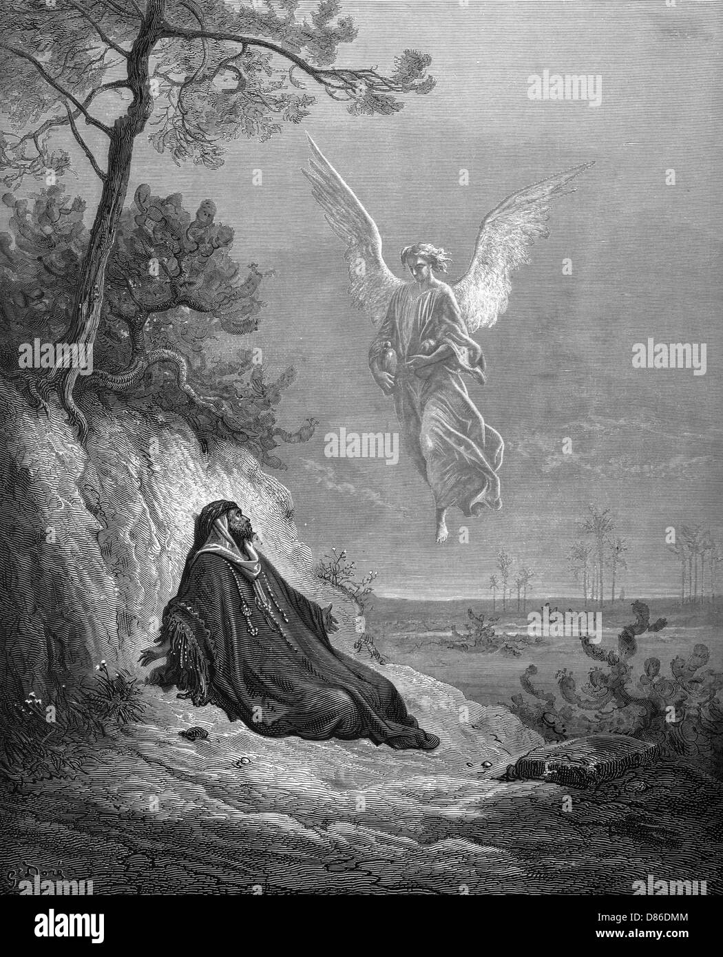 Elijah fed by an angel - Dore Stock Photo - Alamy
