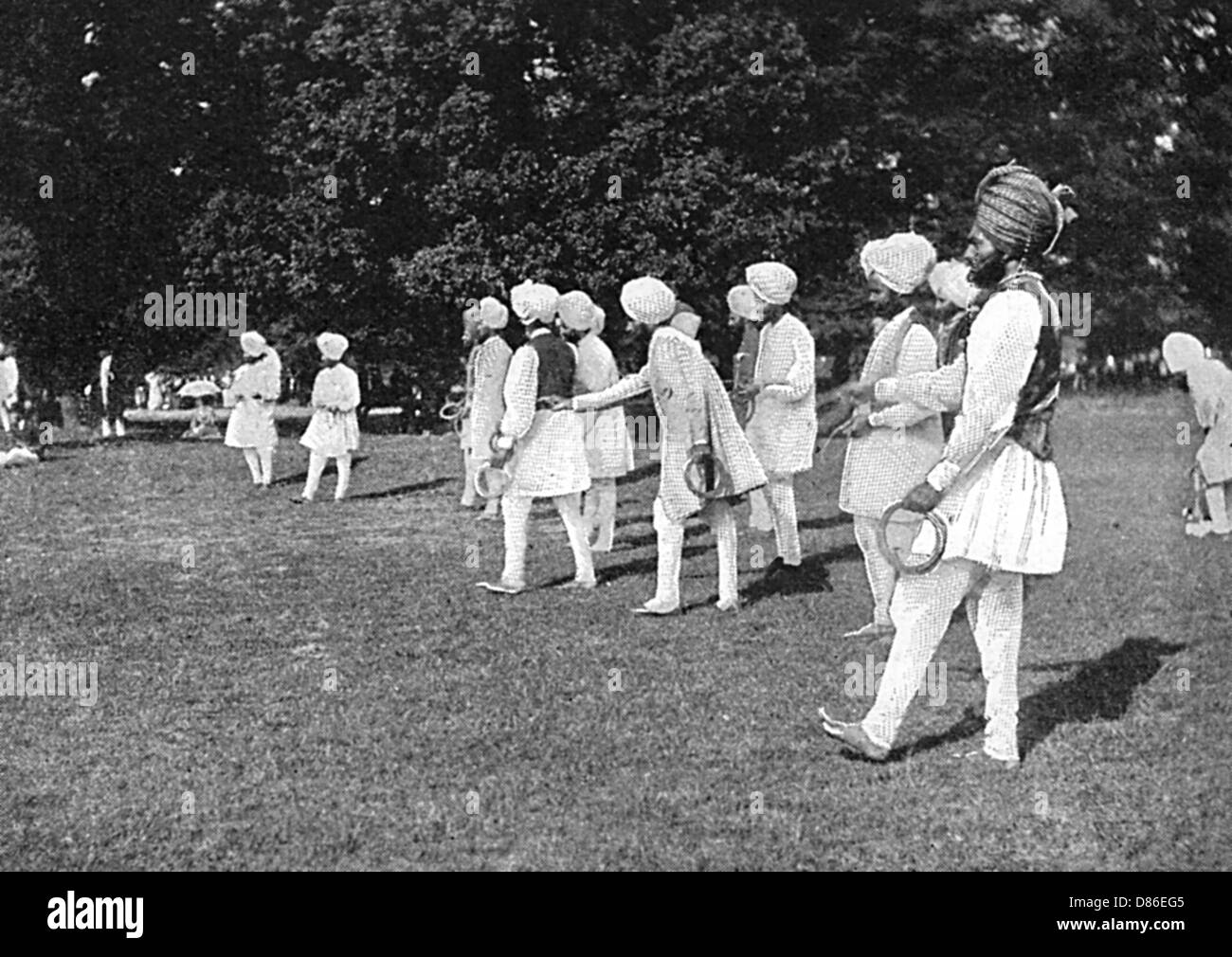 Sikh Officers playing quoits at Hampton Court Palace, 1902 Stock Photo ...