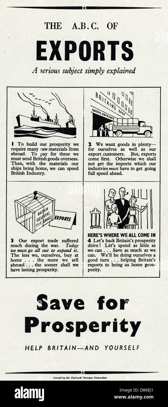 Advert from the National Savings Committee 1946 Stock Photo - Alamy