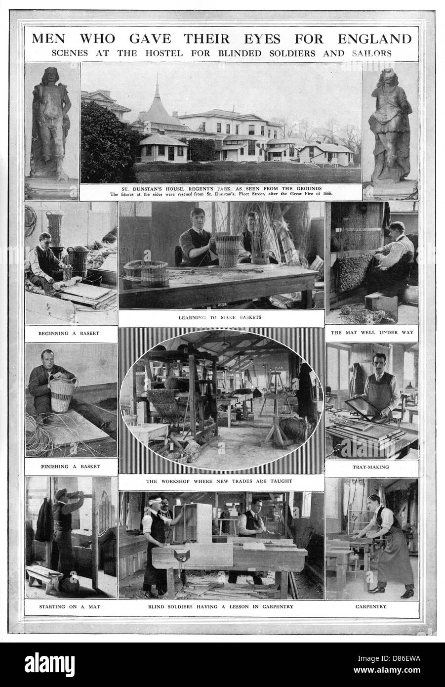 Blind soldiers st dunstans ww1 hi-res stock photography and images - Alamy