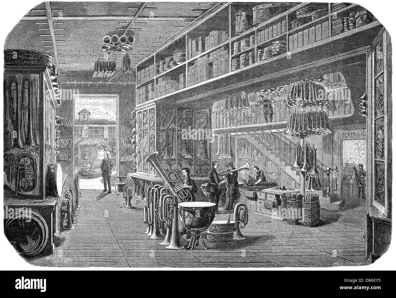 Music shop interior, 1855 Stock Photo - Alamy