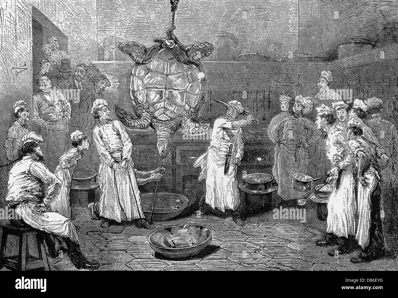 Decapitating a turtle, Paris Stock Photo - Alamy