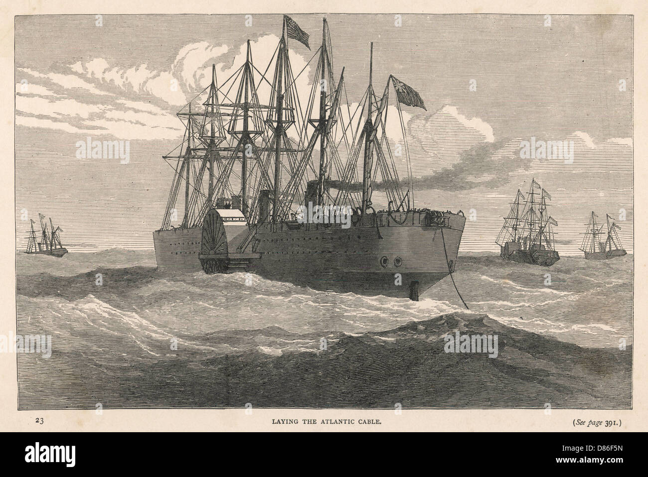 Laying the Atlantic Cable on the Great Eastern Stock Photo - Alamy