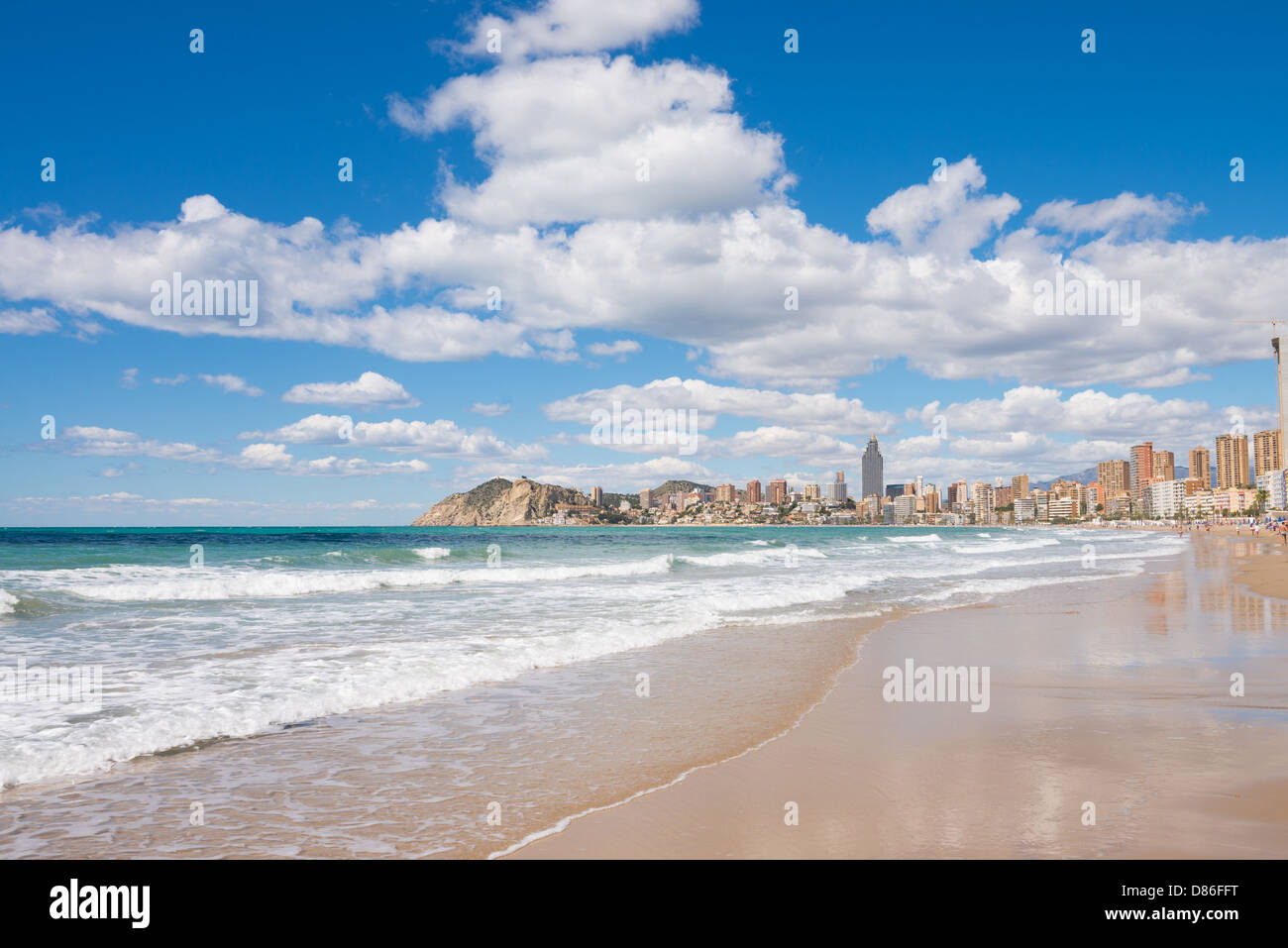 The skyline of southern Benidorm as seen from Poniente beach Stock ...