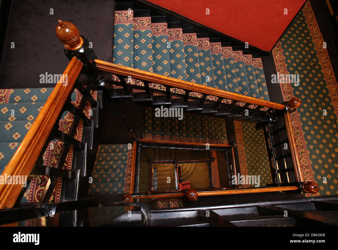 A staircase in the Crescent Hotel in Eureka Springs, Arkansas Stock ...