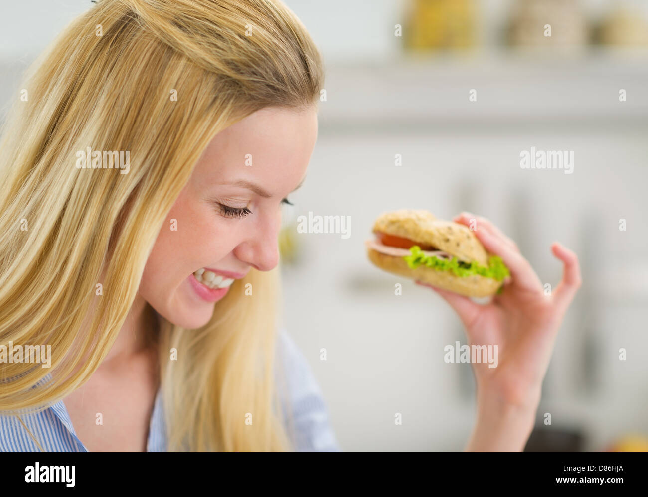 Woman eat big sandwich hi-res stock photography and images - Alamy
