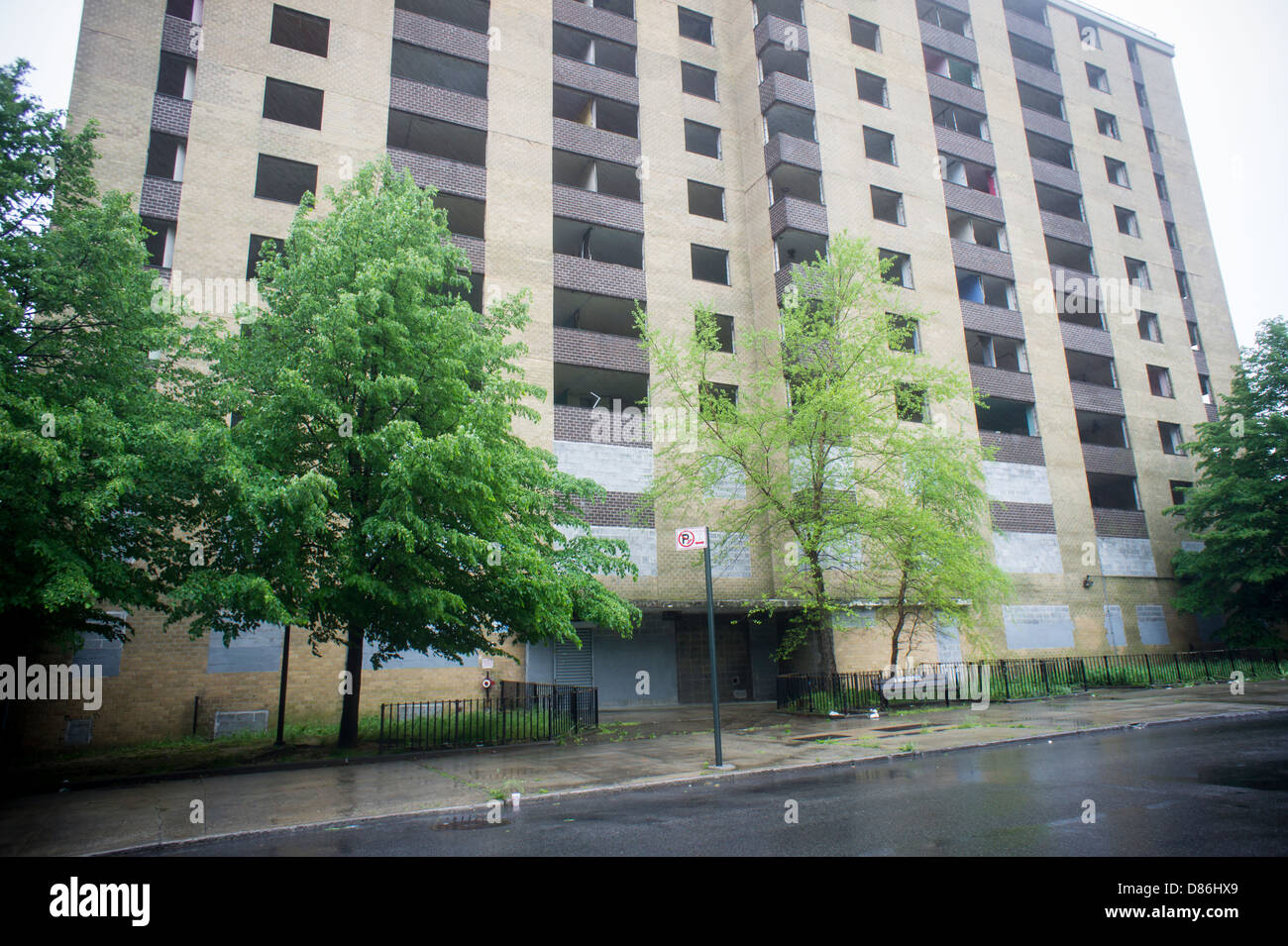 The empty massive NYCHA Prospect Plaza housing project complex in the ...