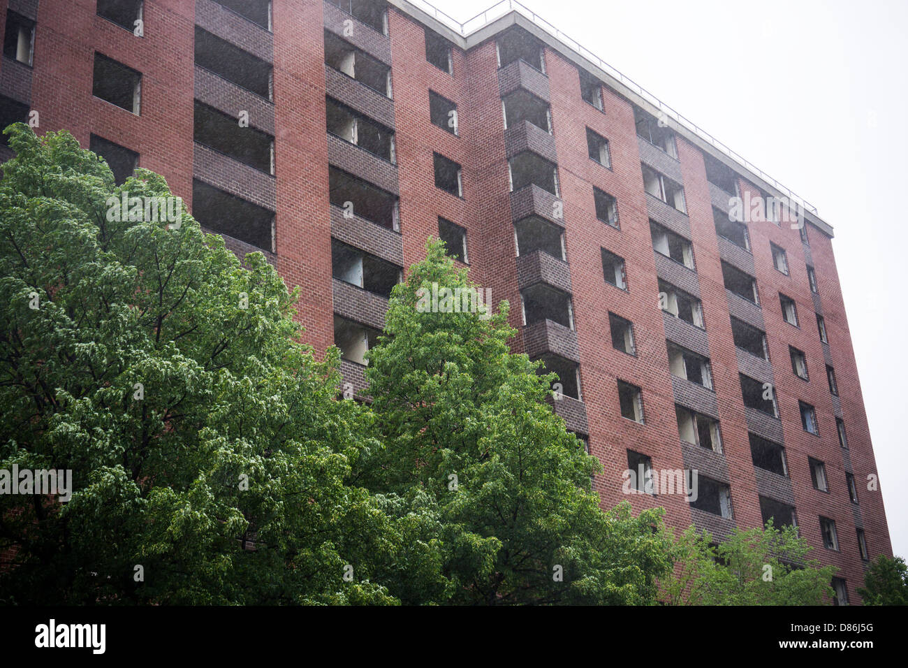 The empty massive NYCHA Prospect Plaza housing project complex in the ...