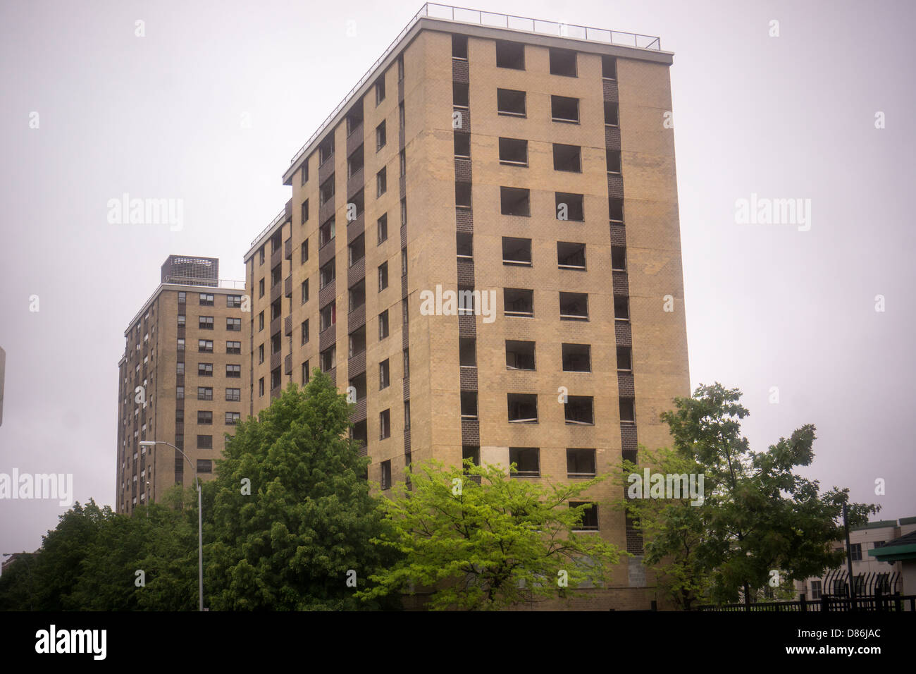 The empty massive NYCHA Prospect Plaza housing project complex in the ...