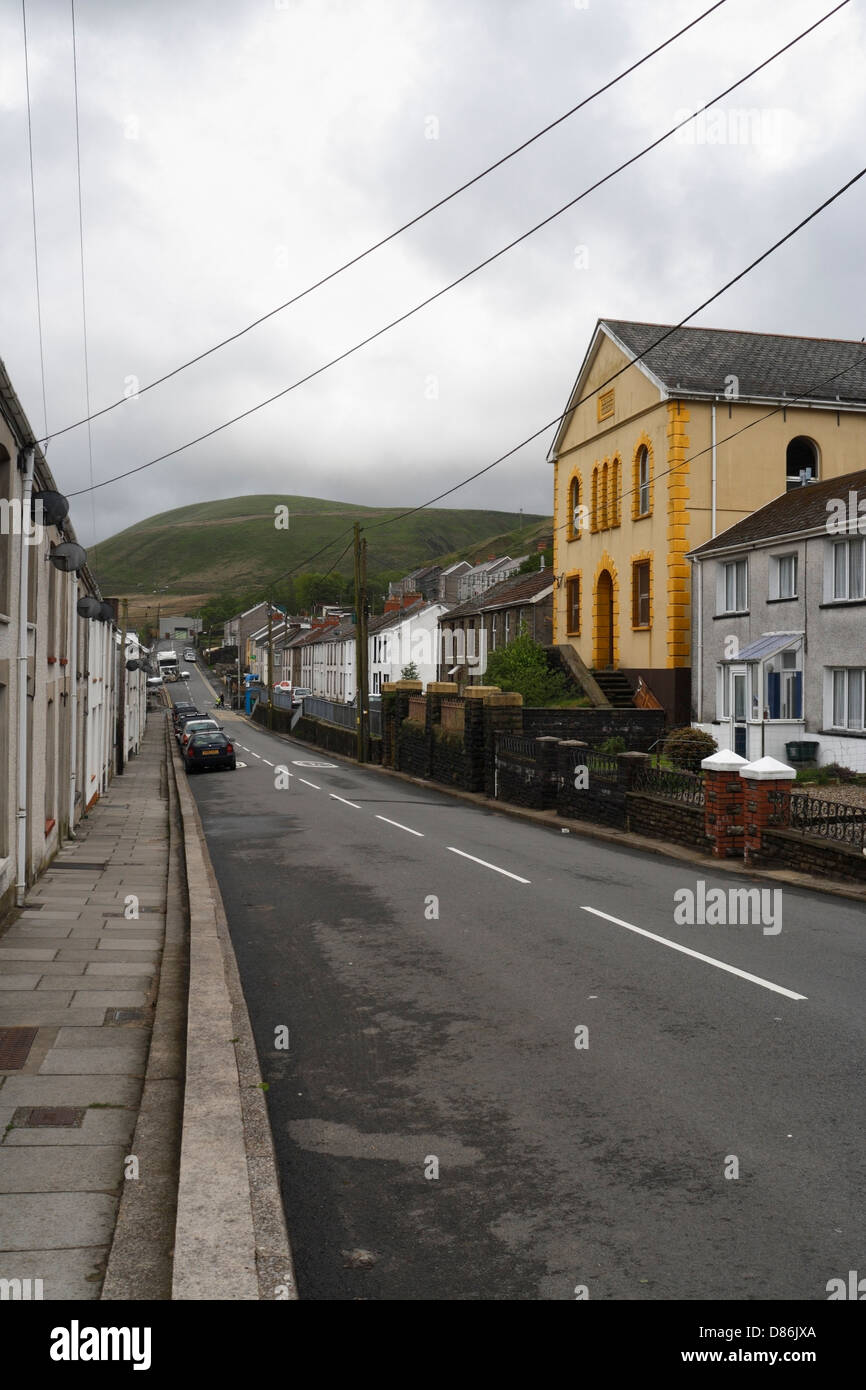 The main road through Abergwynfi Wales in the Welsh Valleys Stock Photo ...