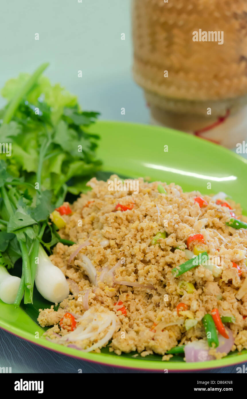 fish roe with mix vegetable, served with fresh green vegetable , spicy ...