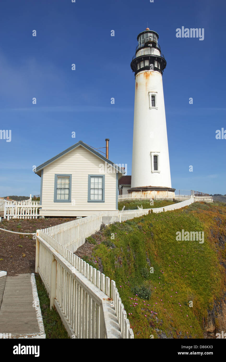 The Pigeon Point lighthouse on the central coast of California Stock ...