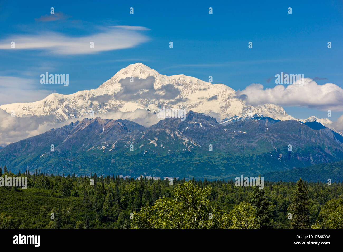 View north of Alaska Range and Denali Mountain (Mt. McKinley) from ...