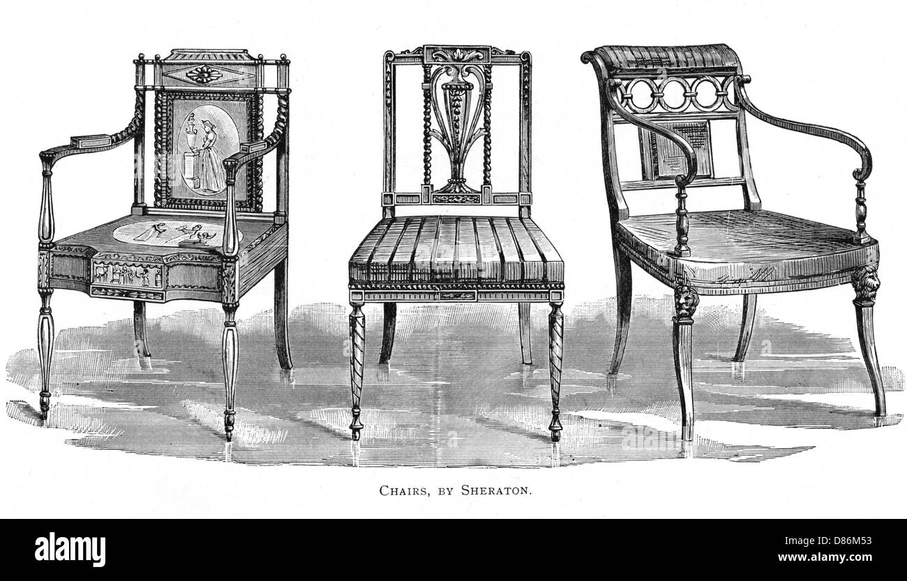 3 CHAIRS SHERATON Stock Photo - Alamy