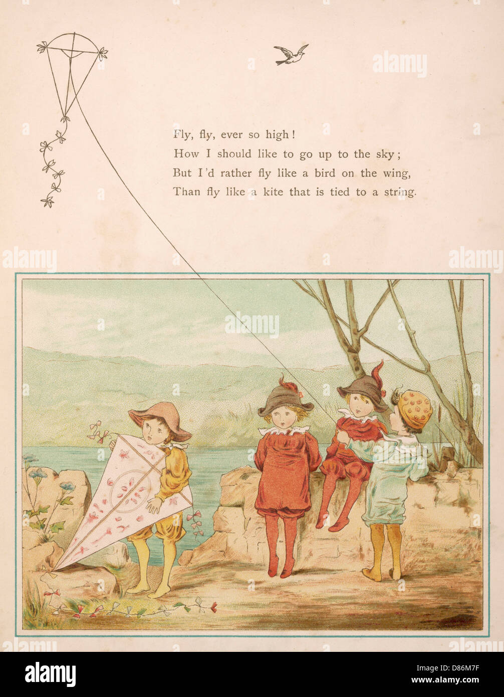 Children flying kites Stock Photo - Alamy