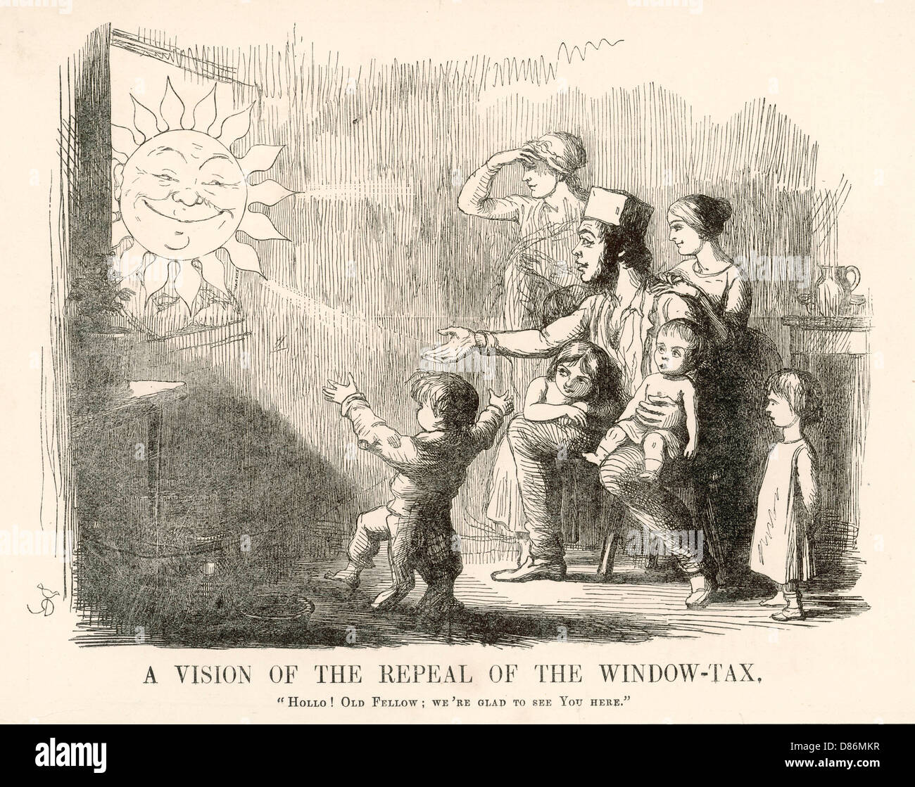 Cartoon, A Vision of the Repeal of the window-tax Stock Photo - Alamy