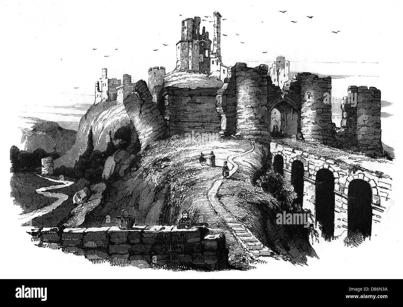 Corfe castle castle Black and White Stock Photos & Images - Alamy