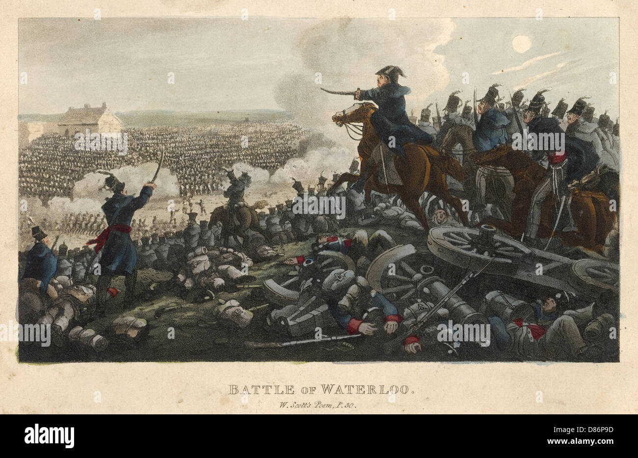 The battle of Waterloo-depiction after Walter Scott's poem Stock Photo ...