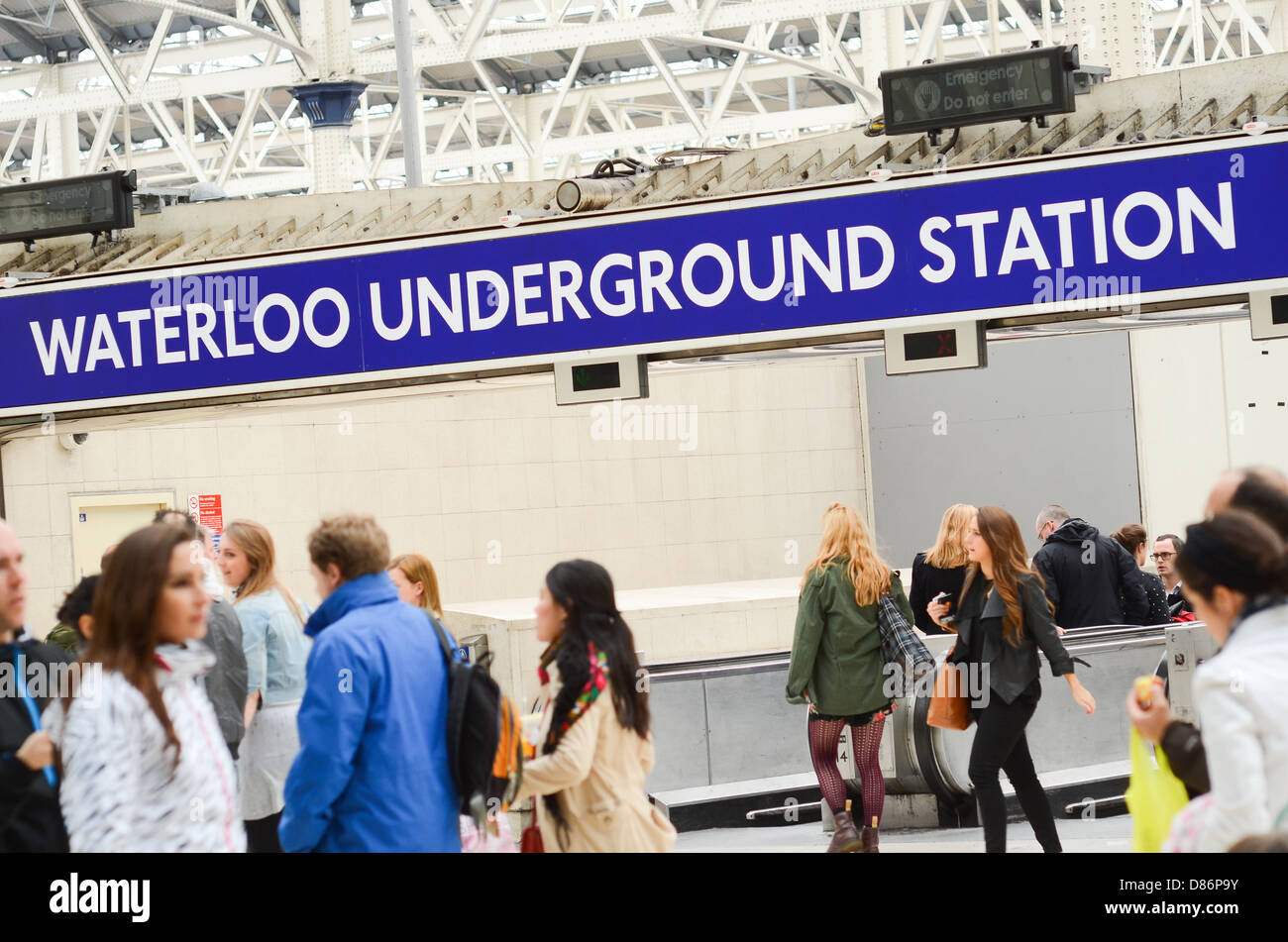 A sign for Waterloo tube station in London, UK Stock Photo - Alamy
