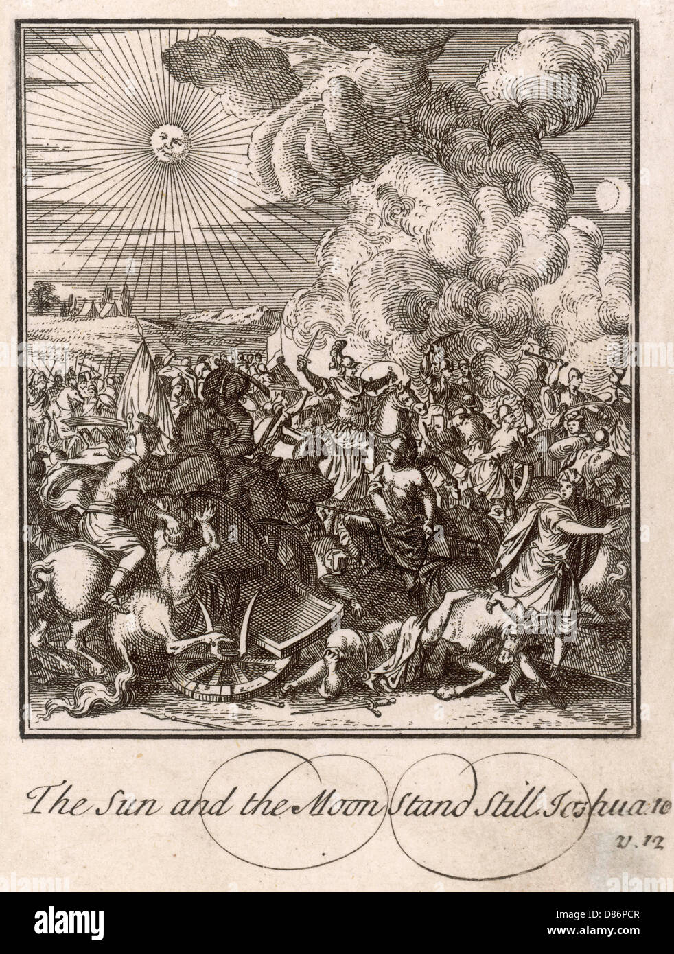 Joshua commands the sun and the moon at Gibeon Stock Photo - Alamy