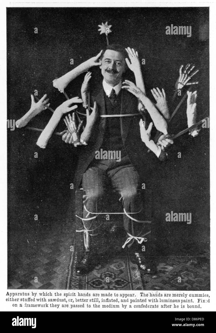 Paranormal: William S. Marriott simulates spirit hands Stock Photo - Alamy