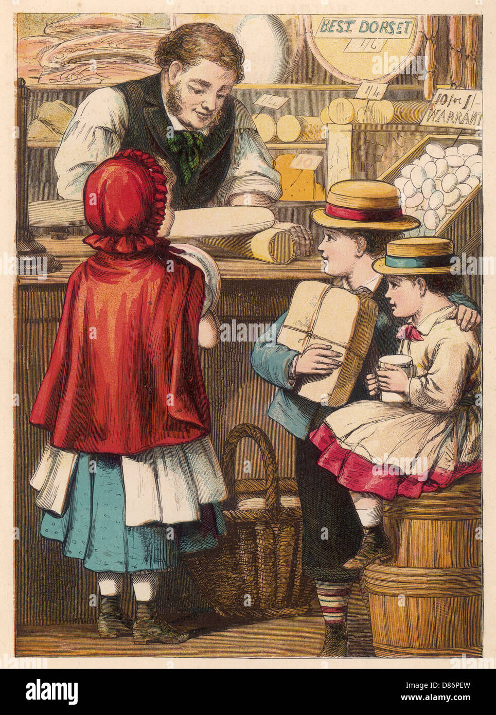 Trade: Victorian children visit a dairy, circa 1860 Stock Photo - Alamy