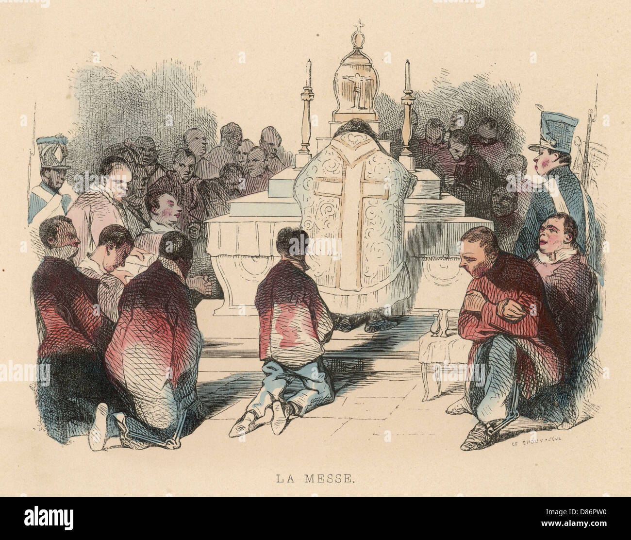 Convicts at mass Stock Photo - Alamy