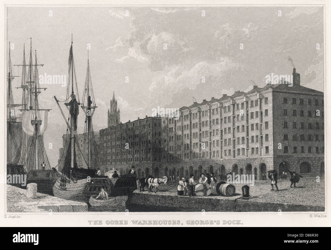 Boats at Liverpool docks, 1820 Stock Photo - Alamy