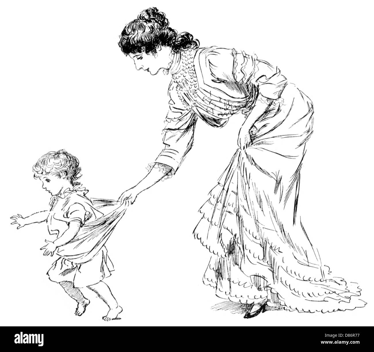 Line drawing mother Black and White Stock Photos & Images - Alamy
