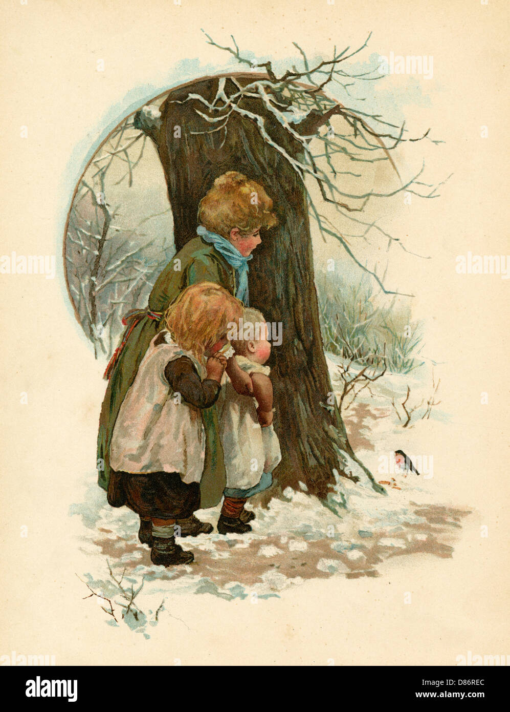 Children Watch Robin Stock Photo - Alamy