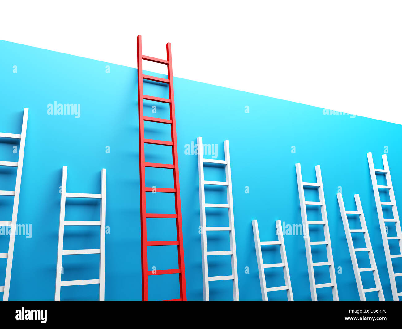 3d render illustration of several ladders placed on the wall Stock ...