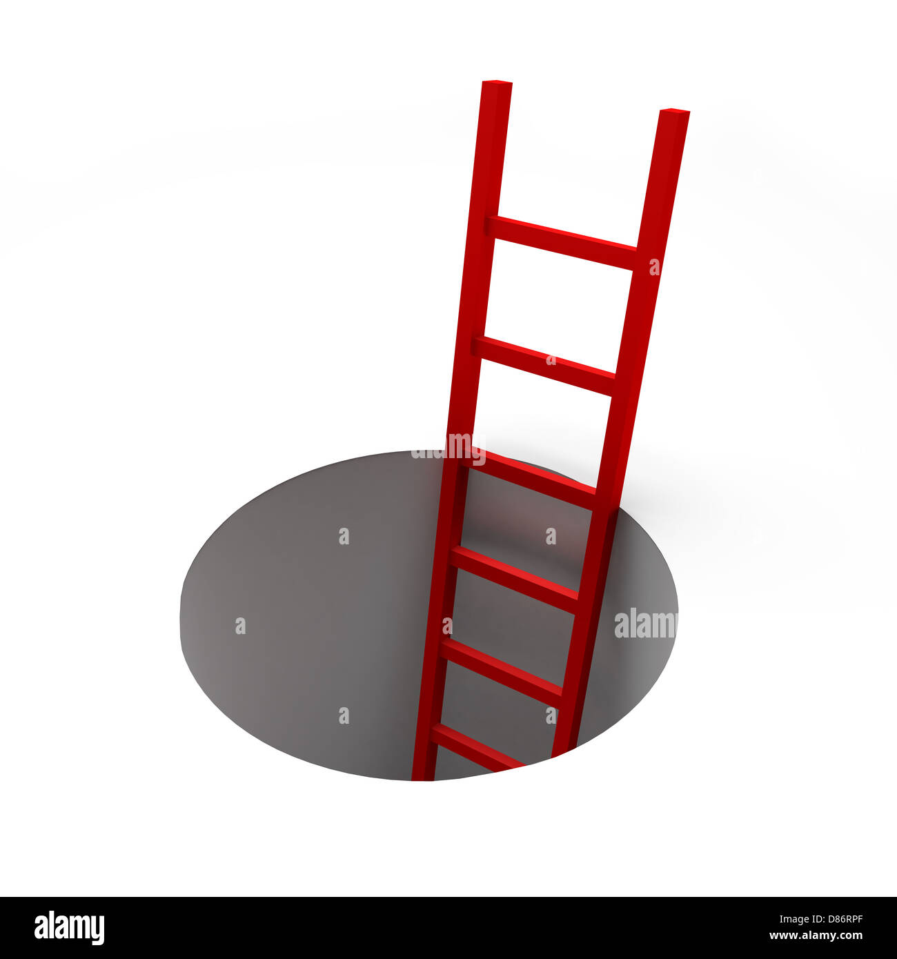 3d render illustration of red ladder inside a hole Stock Photo - Alamy