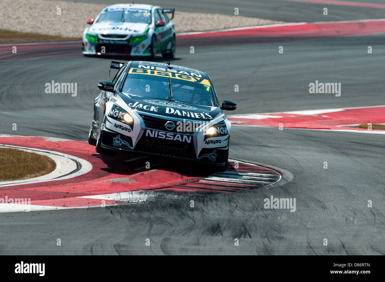 Todd Kelly of V8 Supercars team Motorsport Holdings hits the curb ...