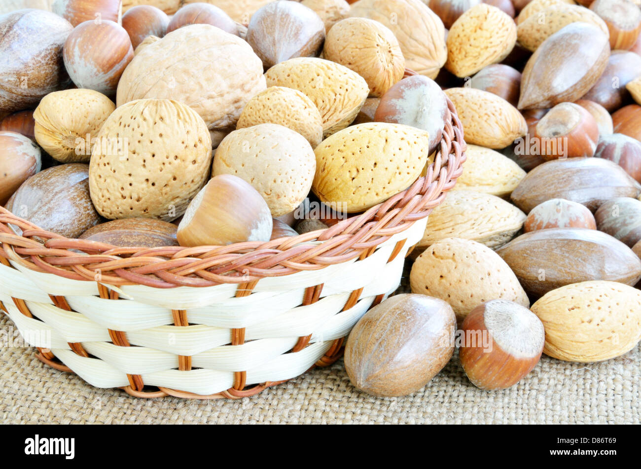 Mixed nuts in the basket Stock Photo - Alamy
