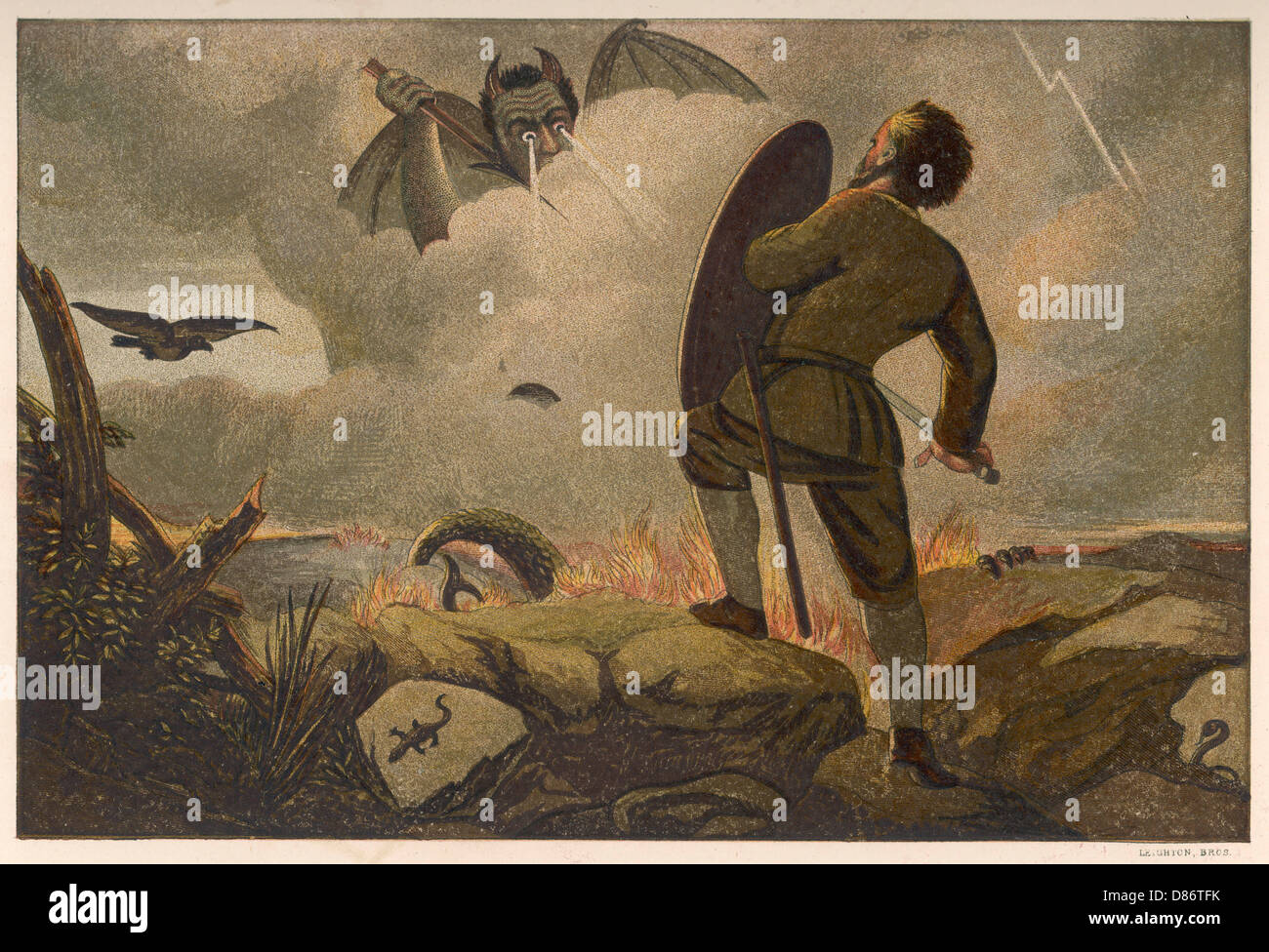 Bunyan, Pilgrim's Progress: Christian and Apollyon Stock Photo - Alamy