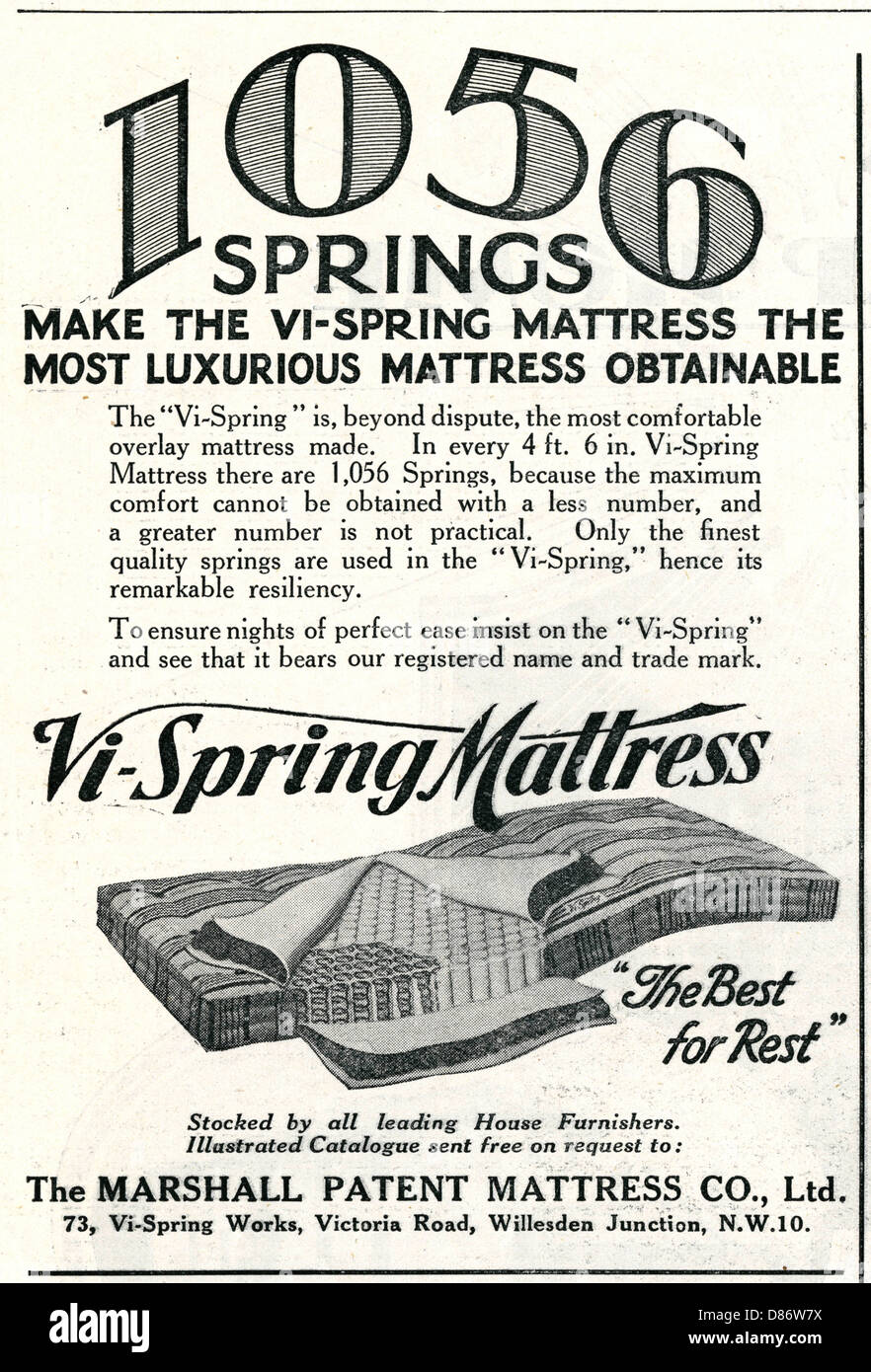 Advert for Vi-spring Mattress 1928 Stock Photo - Alamy