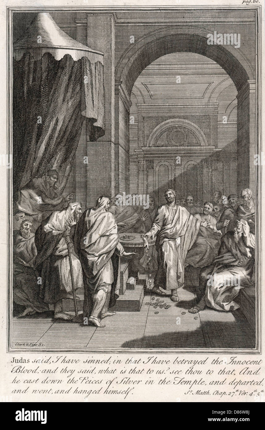 JUDAS REPENTS IN TEMPLE Stock Photo - Alamy