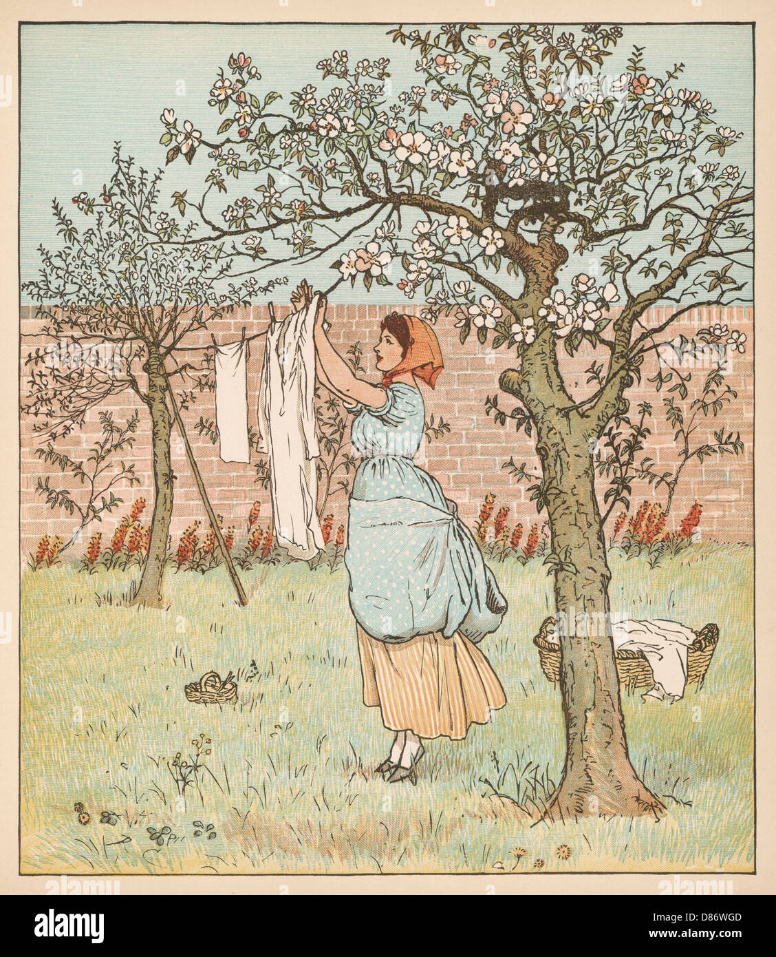 LADY HANGING WASHING Stock Photo - Alamy