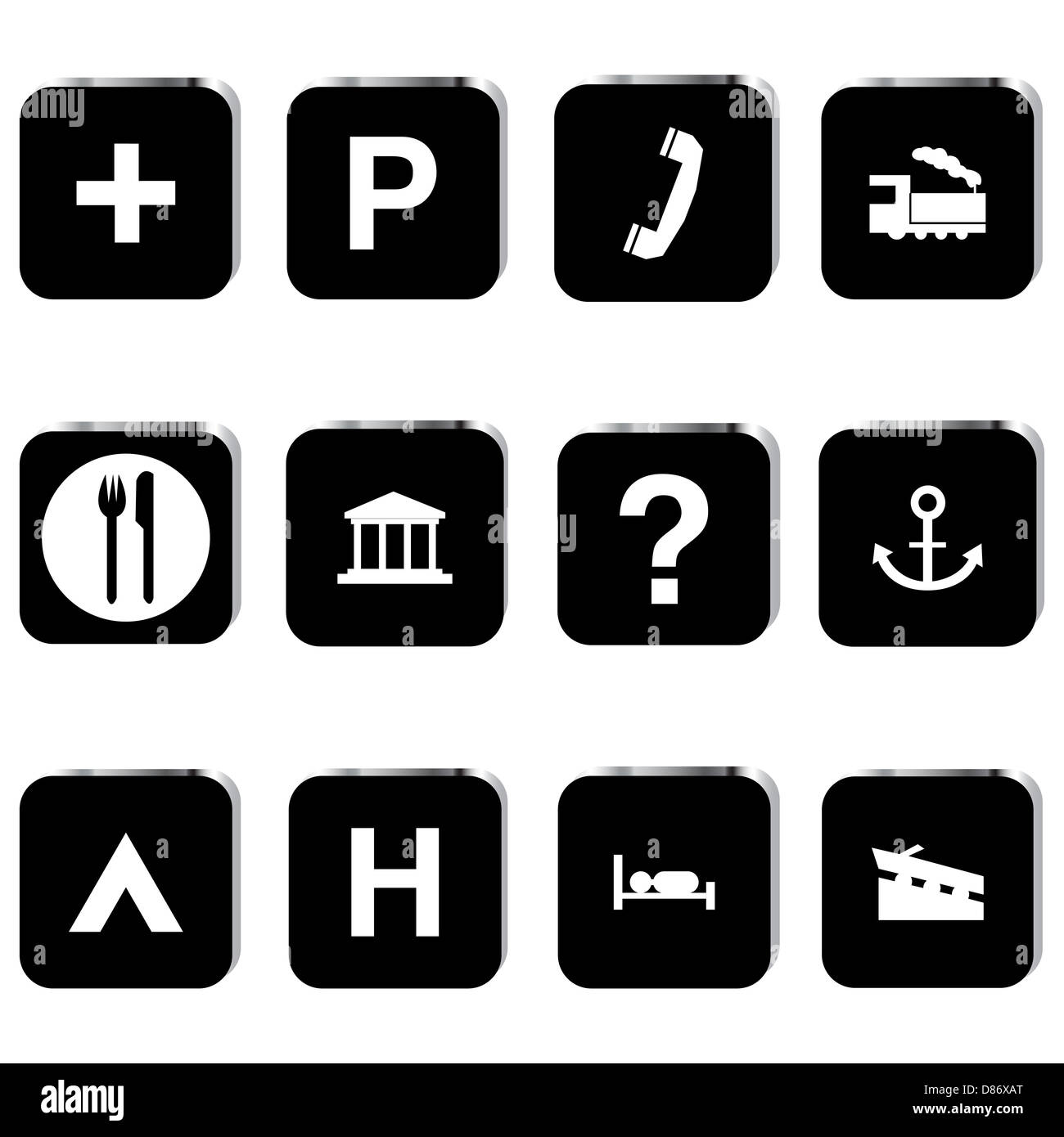 Tourist locations icon set Stock Photo - Alamy