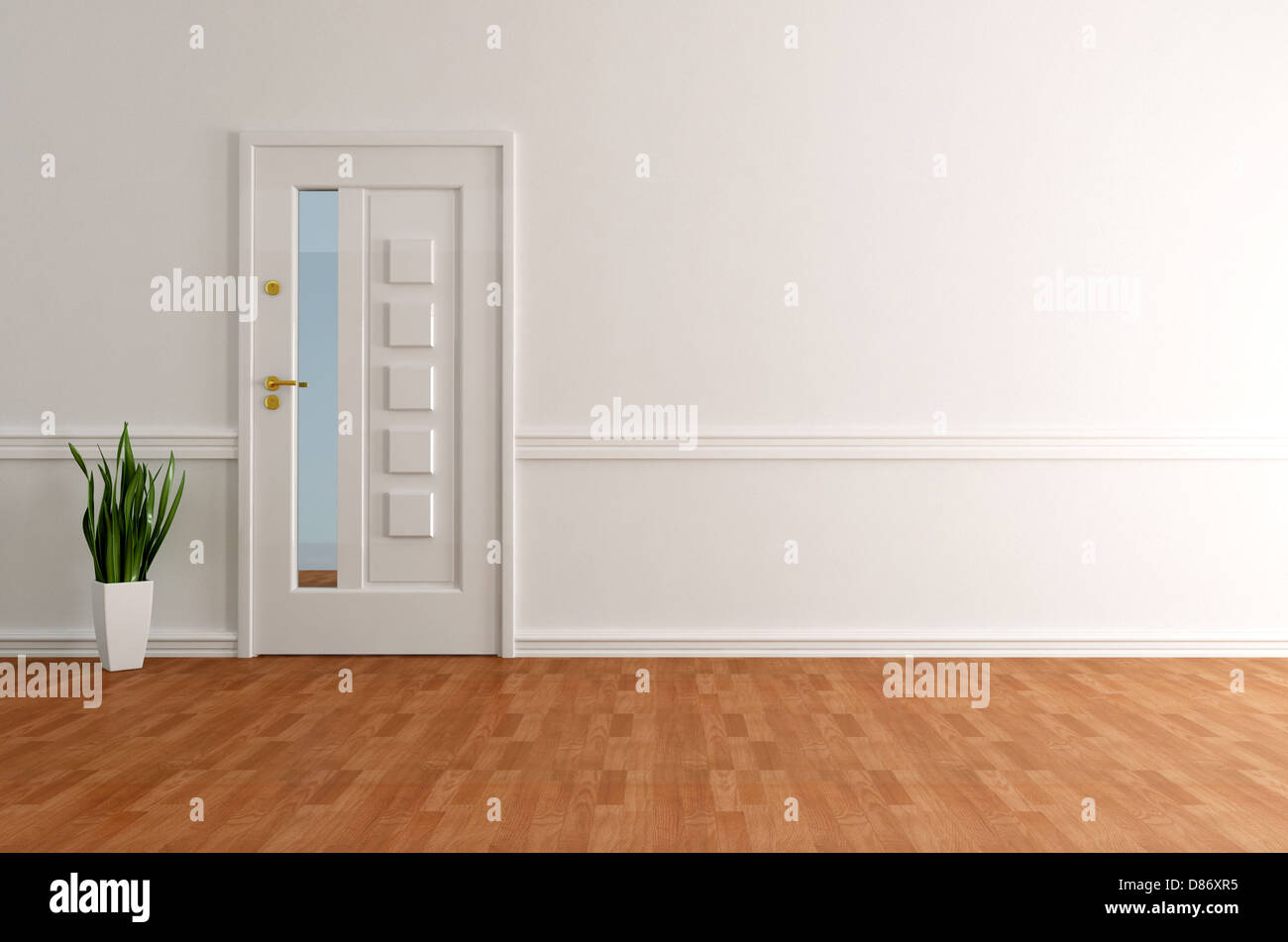 empty entrance with white front door Stock Photo - Alamy