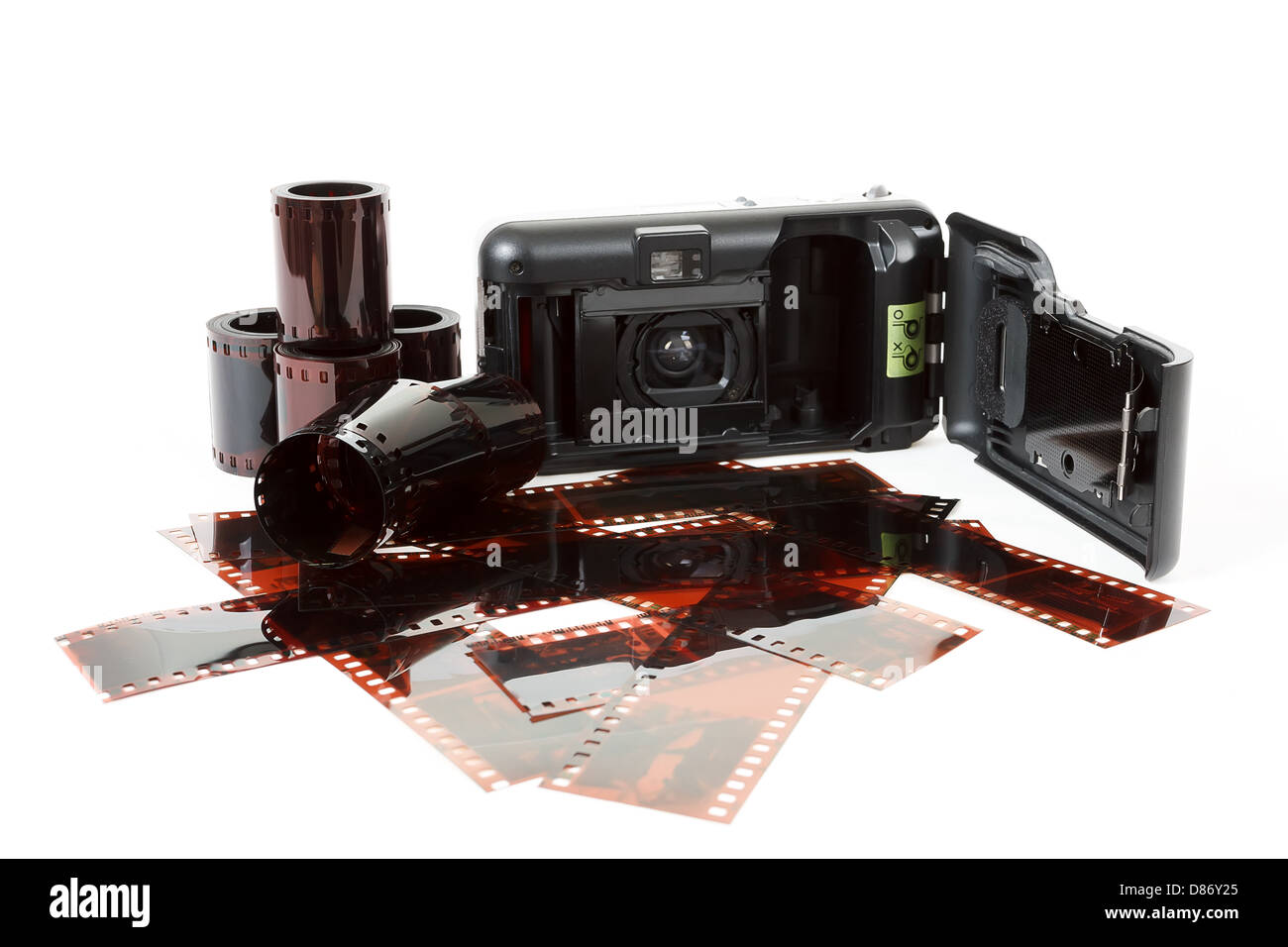 analog photo camera and color negative films on white Stock Photo - Alamy